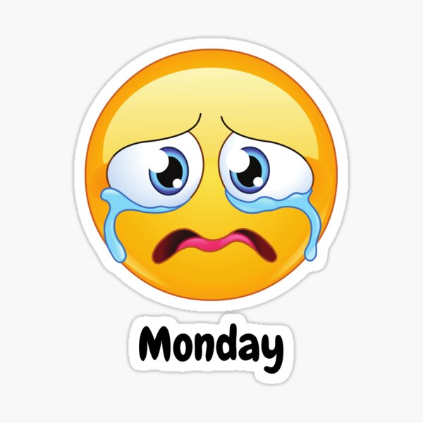 "Monday, so I'm crying." Sticker by c-yamashita | Redbubble