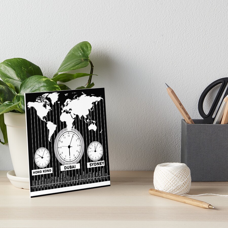 "Time Zone Map Dubai" Art Board Print by BREEZYLIGHT | Redbubble