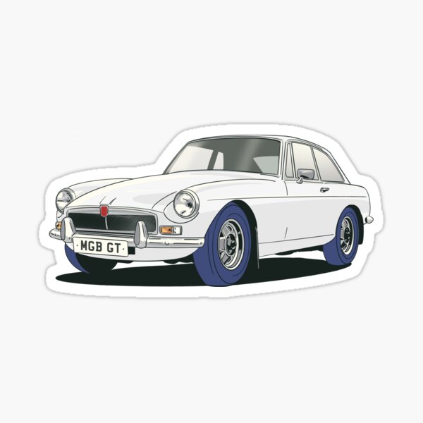 "MGB GT in White" Sticker by webazoot | Redbubble