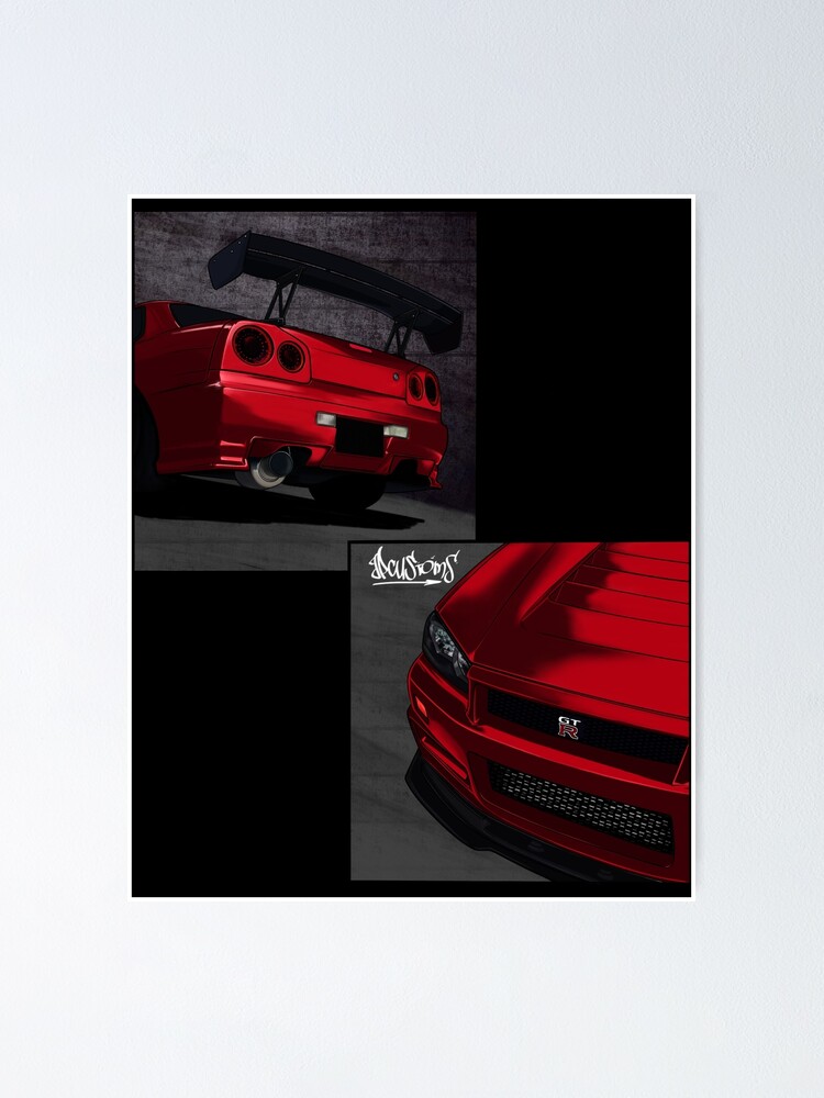 "GTR R34 Skyline" Poster for Sale by JDMCarStuff | Redbubble