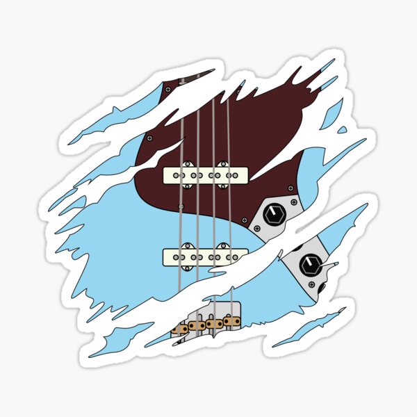 "Ripped Bass Guitar J-Style Blue Color" Sticker for Sale by ...