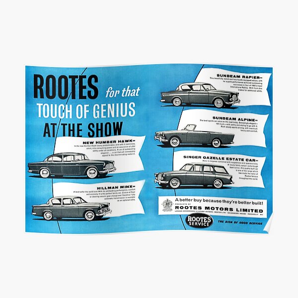 "Vintage Rootes Motors car advert, 1960" Poster for Sale by Scenebyrail ...