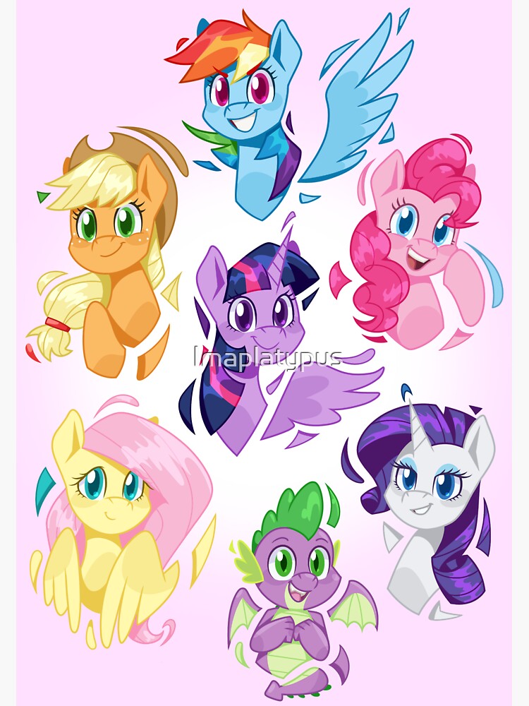"The Many Pony Friends" Sticker for Sale by Imaplatypus | Redbubble