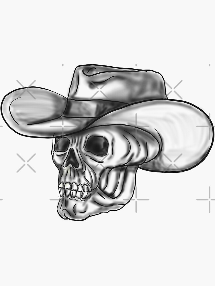 "Cowboy Skull Tattoo" Sticker for Sale by patrimonio | Redbubble