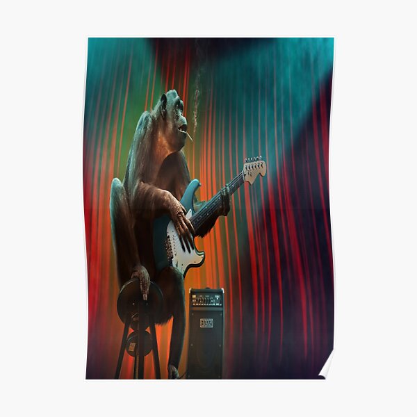 "monkey music concert guitar stage amplifier" Poster for Sale by ...