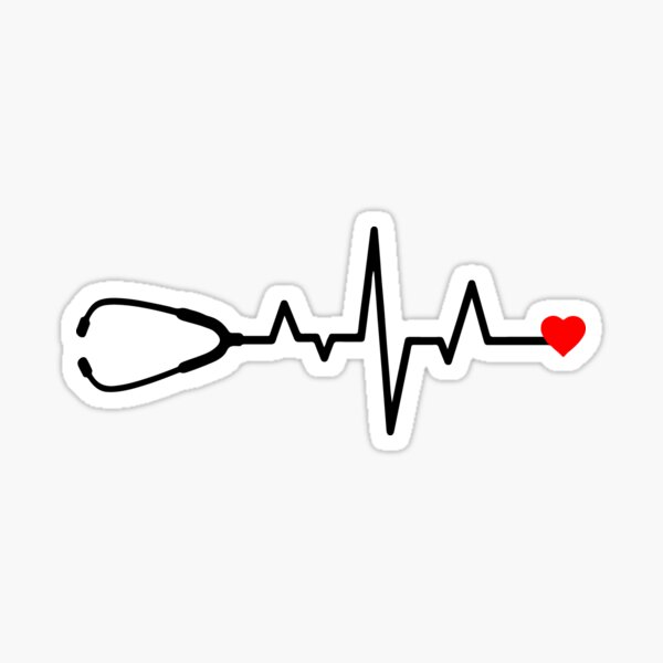 "Dr Heart Surgeon Stethoscope Heartbeat Heart Beat EKG" Sticker by ...