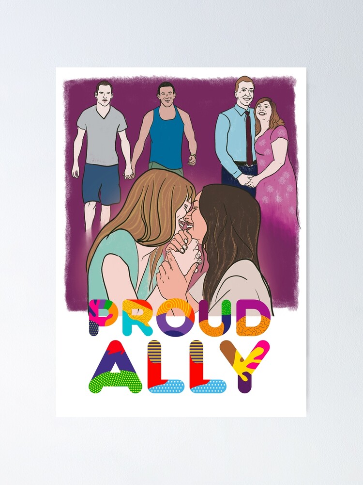 "Proud Ally - LGBT Queer Gay Couple Pride Illustration - gay rights ...