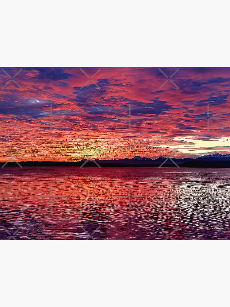 "Red and Purple Pacific Northwest Sunset from the Edmonds Ferry" Poster ...