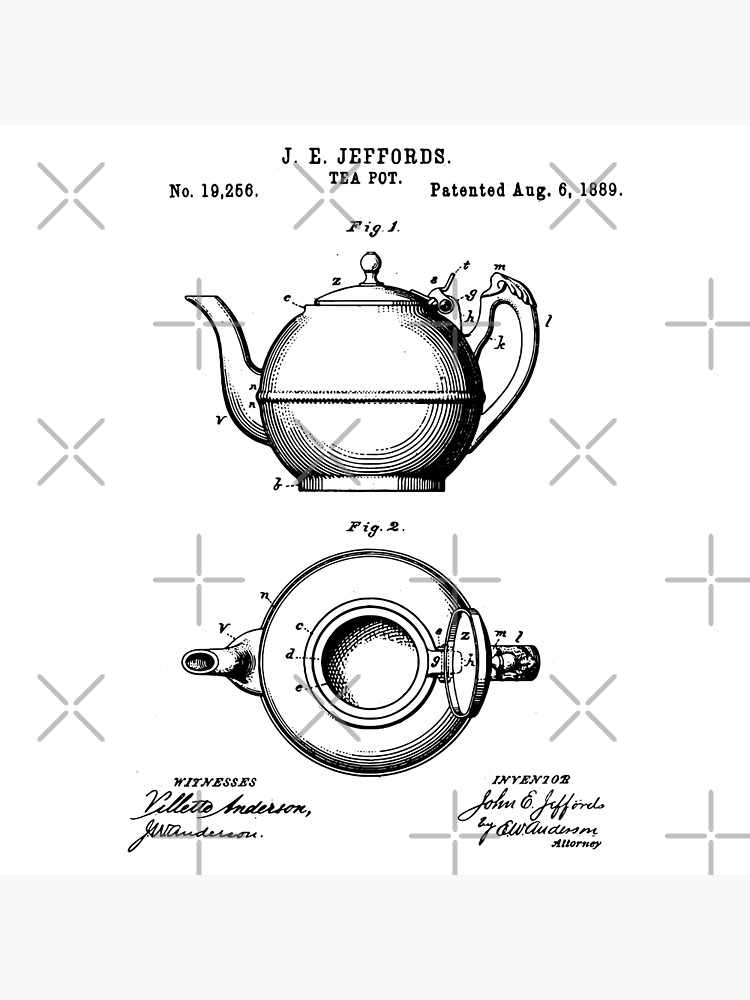 "Tea pot patent 1889, vintage tea pot patent " Poster for Sale by ...