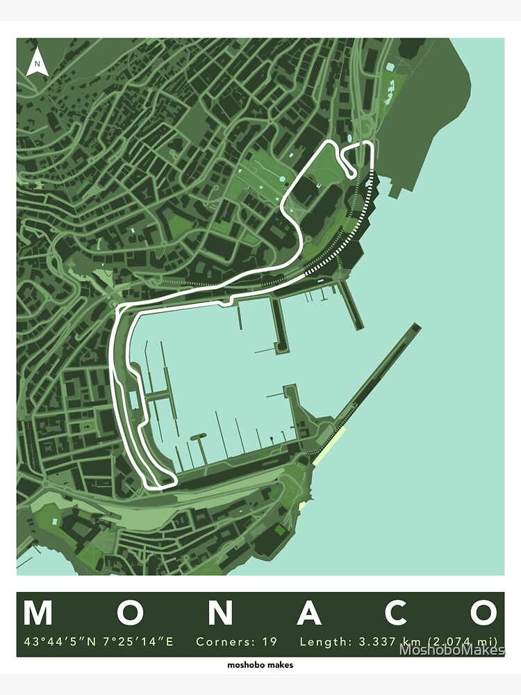 "Circuit de Monaco -- Track Map" Sticker for Sale by MoshoboMakes ...