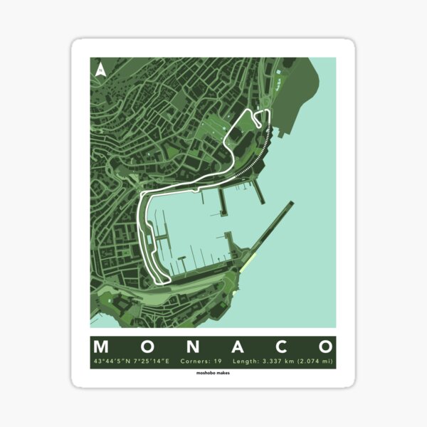 "Circuit de Monaco -- Track Map" Sticker for Sale by MoshoboMakes ...