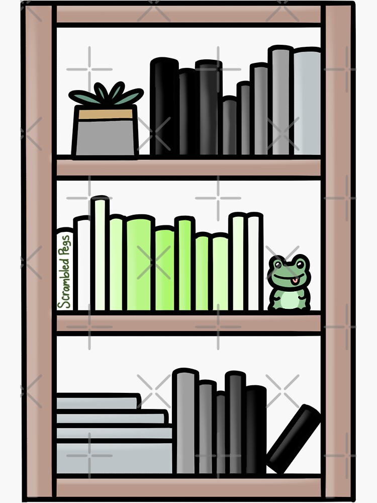 "Subtle Agender Pride Bookcase" Sticker by scrambledpegs | Redbubble