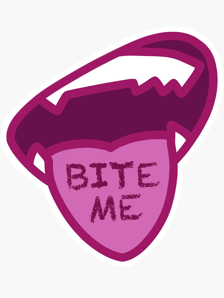 "Bite Me Pink Version" Sticker by Kobaloi | Redbubble