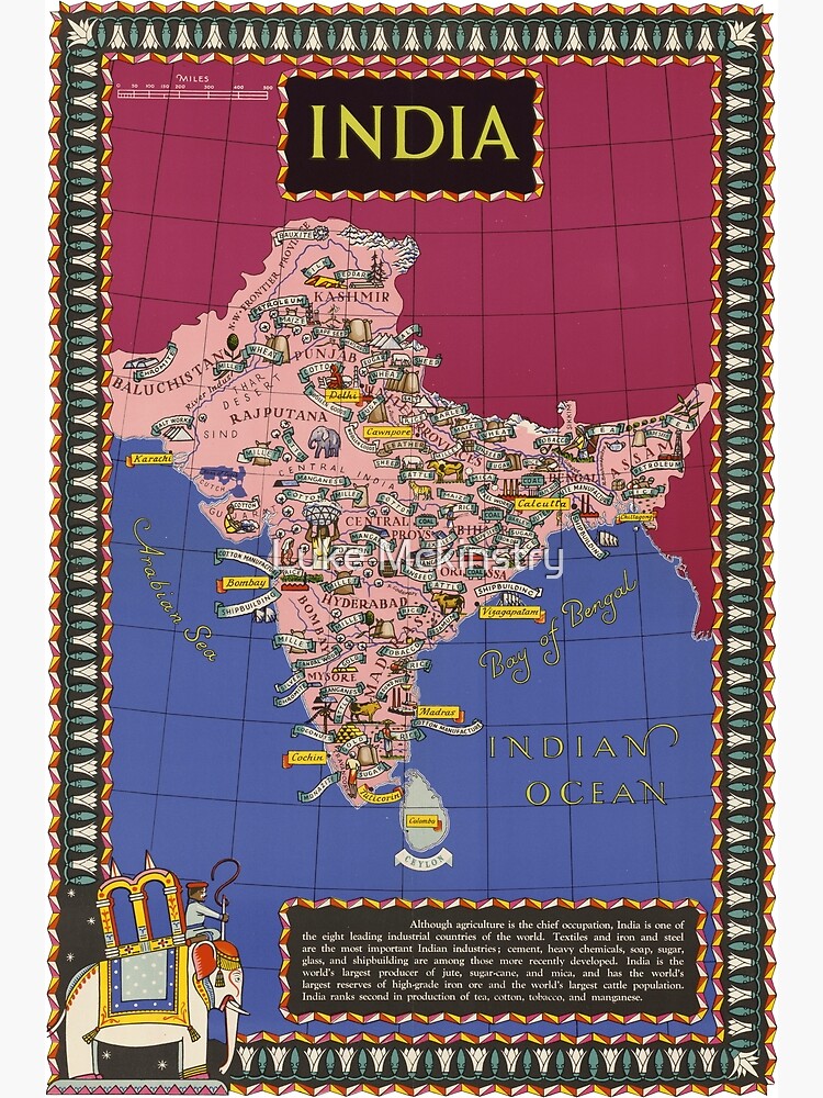 Historical Resource Map Of India Premium Matte Vertical Poster