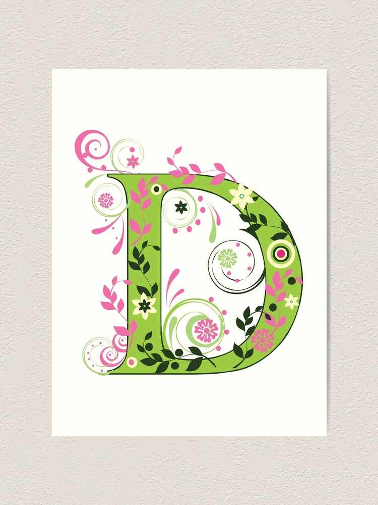 "Floral Initial D, Monogram, first initial" Art Print for Sale by ...