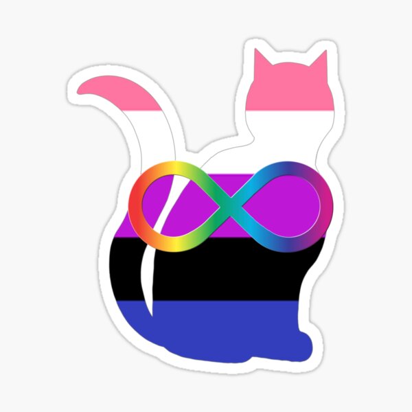 Neurodivergent Genderfluid Pride Cat Sticker By Shaneisadragon