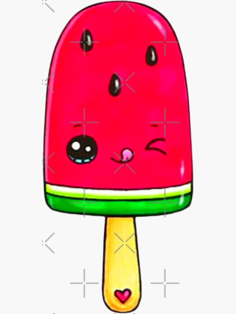 "Illustrations - fluffy watermelon" Sticker by Kawaiiforkids | Redbubble