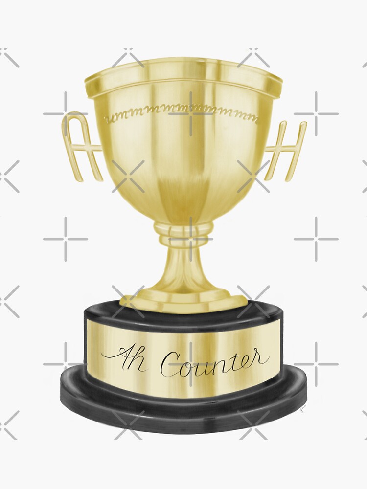 "Ah Counter Trophy Illustration" Sticker for Sale by BaggyYogaPants ...
