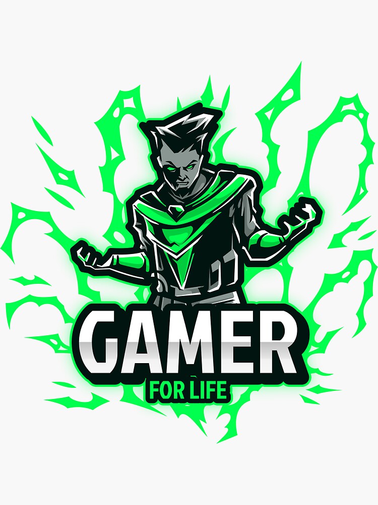 "Gamer for Life with Superhero having Electric Power" Sticker by ...