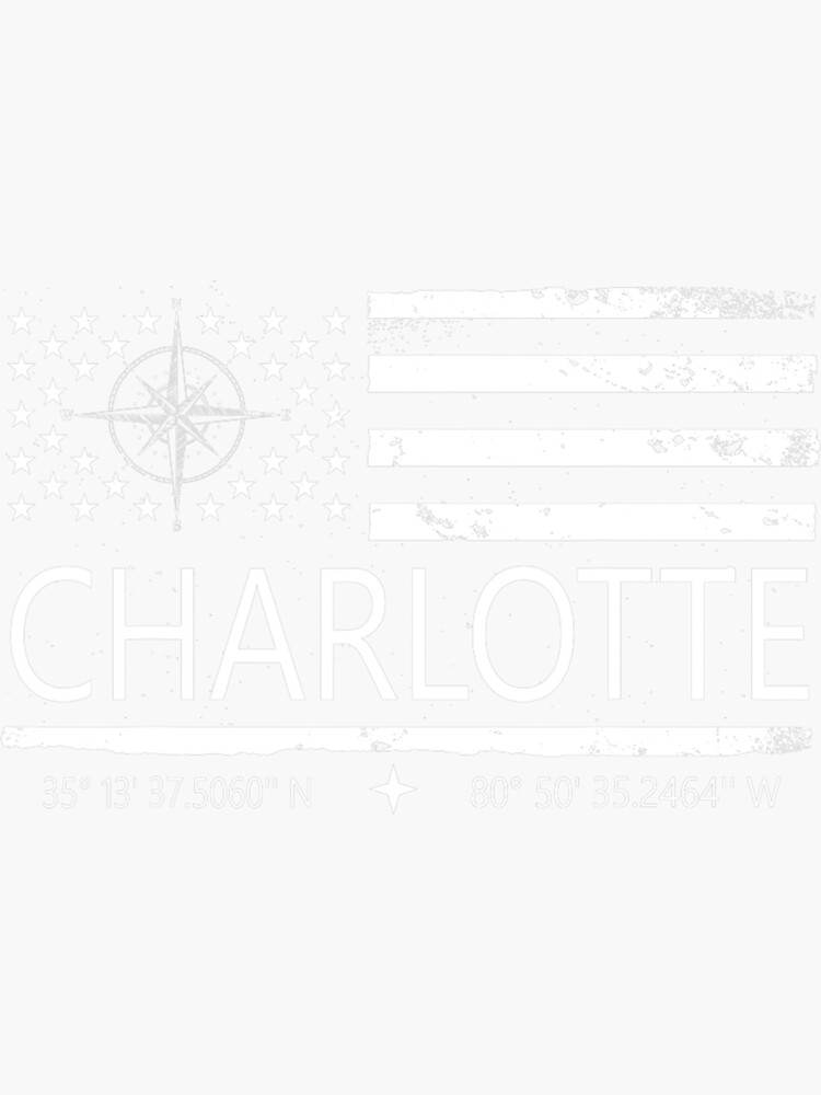 "American patriotic compass & flag, geo location Charlotte" Sticker by ...
