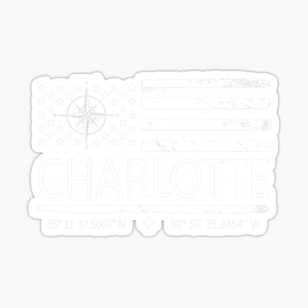 "American patriotic compass & flag, geo location Charlotte" Sticker by ...