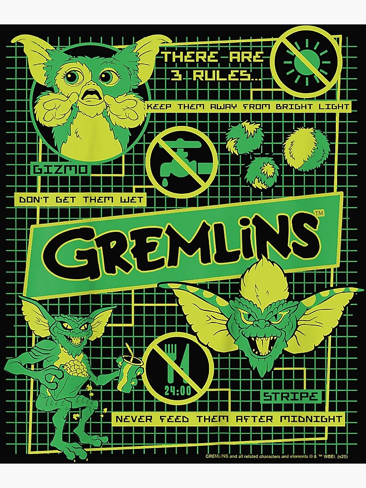 Lámina artística «Esquemas de las tres reglas de Gremlins para niños ...