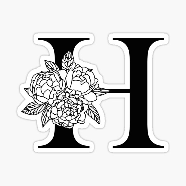 "Floral monogram H Peony bouquet letter H Wedding initials Capital ...