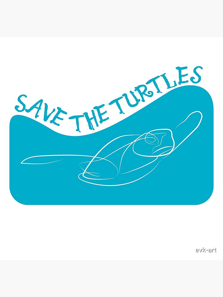 "Save the turtles. One Line Art of Turtle in white color" Art Print by ...