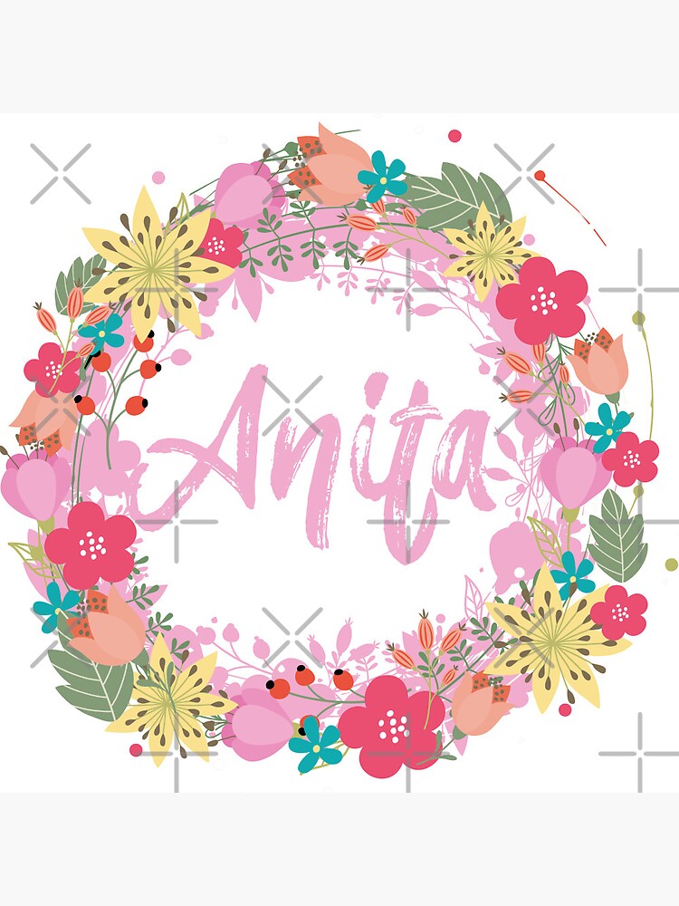Anita,flowers,flower,wreath,flower wreath,name,floral Pin Button sold ...