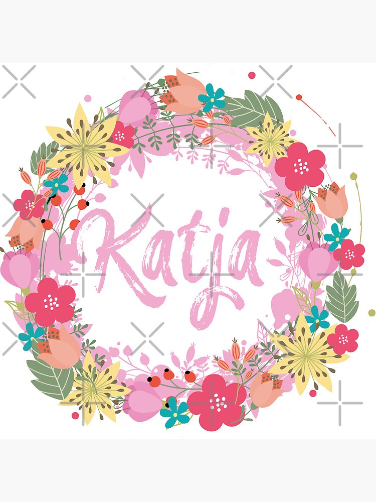 Katja, Flowers, Flower, Wreath, Flower Wreath, Name, Floral Pin Button ...