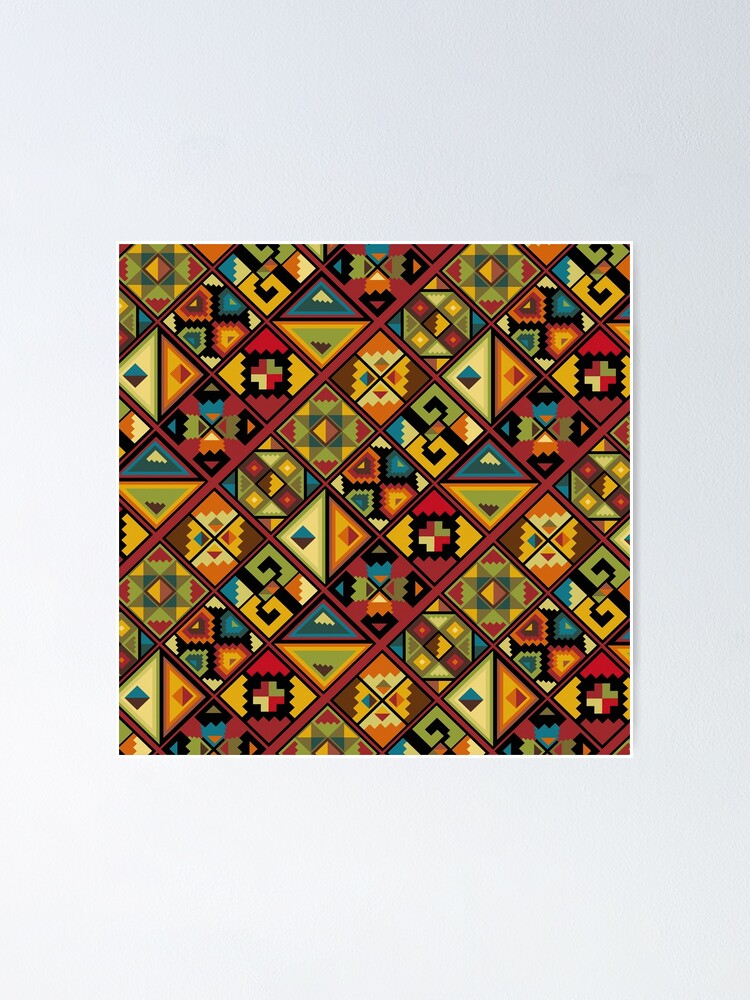 "Traditional African Geometric Pattern - Cool Ethnic" Poster by V0L0S ...