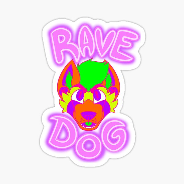 "Rave dog Haze" Sticker by Silver-Wolf-Art | Redbubble