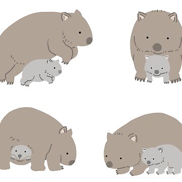 "WOMBAT joey and mom" Sticker for Sale by Yumi Yamao | Redbubble