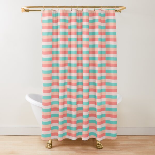 Coral and mint shower curtain store