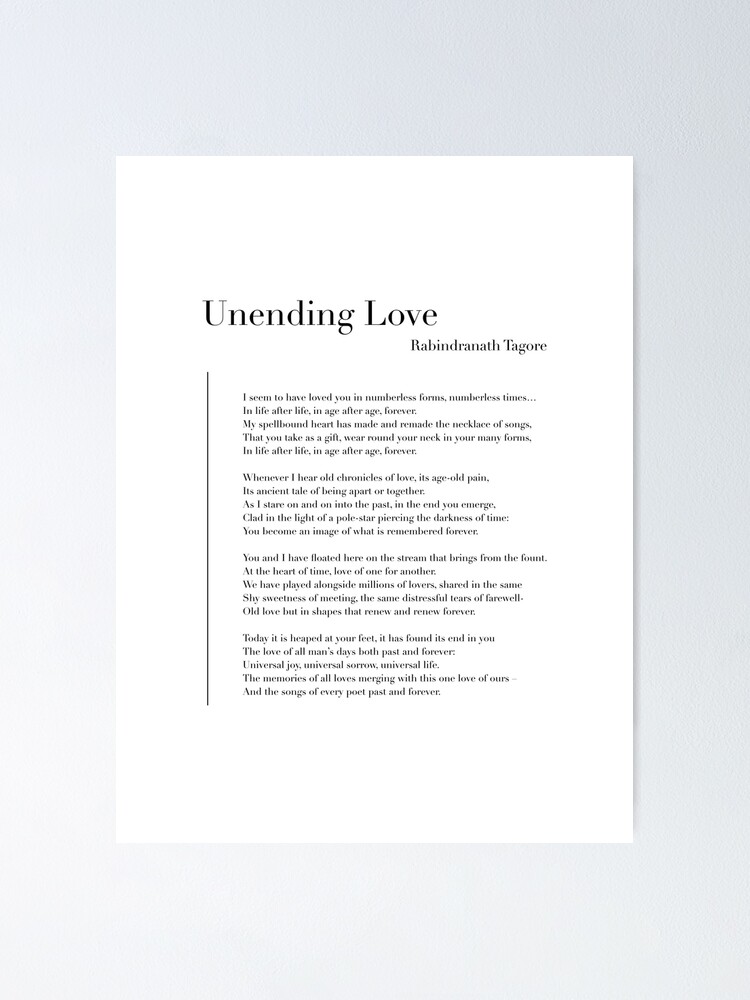 "Unending Love by Rabindranath Tagore" Poster for Sale by wisemagpie ...