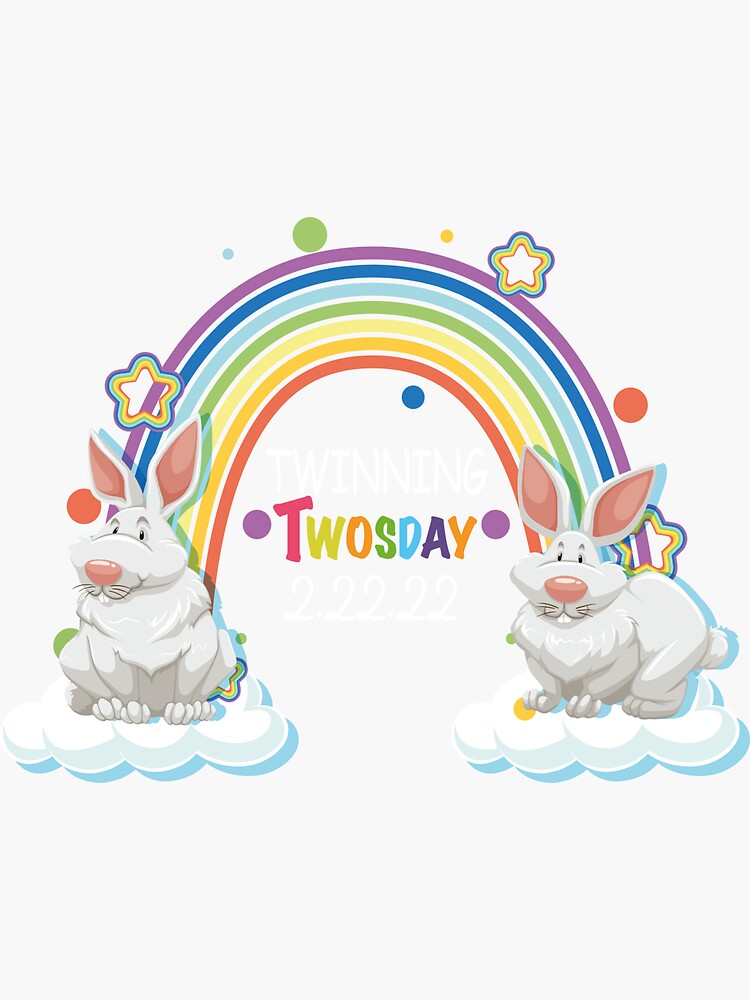 "Twinning Twosday Tuesday February 22nd 2022 Funny Vintage" Sticker for ...