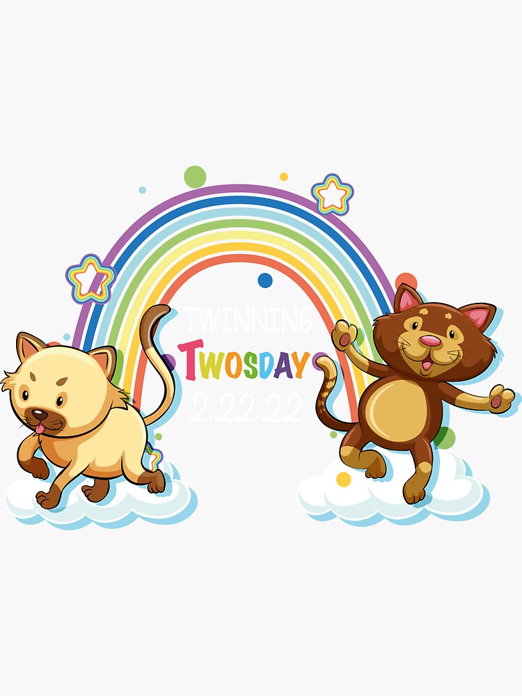 "Twinning Twosday Tuesday February 22nd 2022 Funny Vintage" Sticker for ...