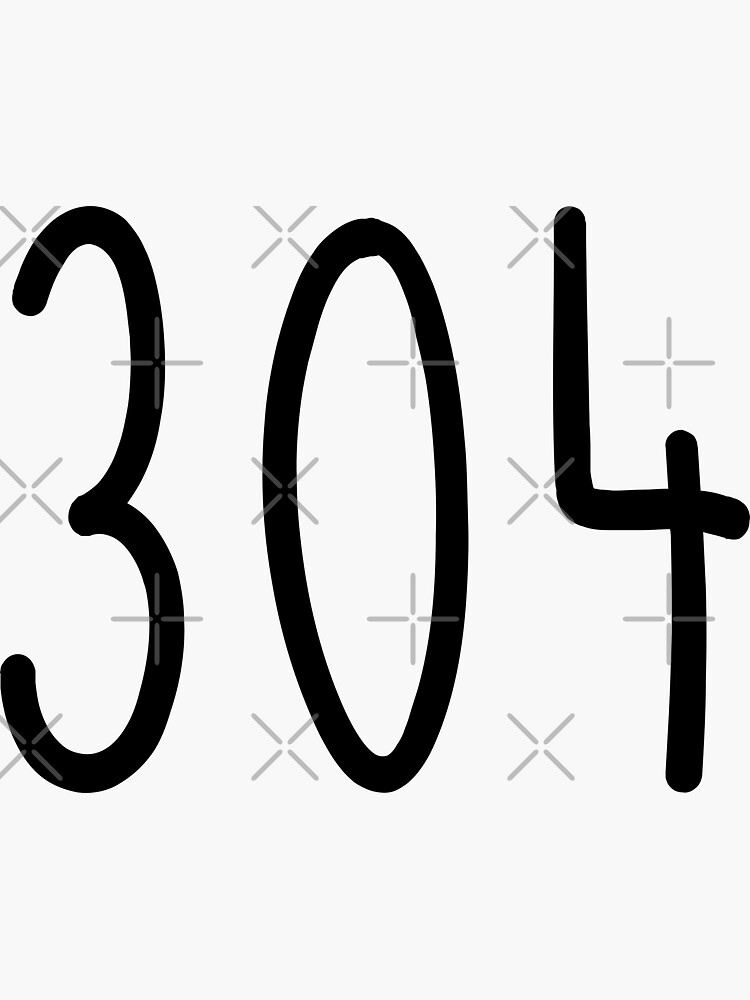 Pegatina «304 código de área código postal ubicación en blanco y negro ...