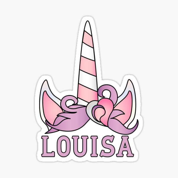 "Louisa name. Pink and purple unicorn with personalized name Louisa ...