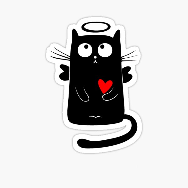 "Cute Angel Cat with Heart" Sticker for Sale by pdgraphics | Redbubble