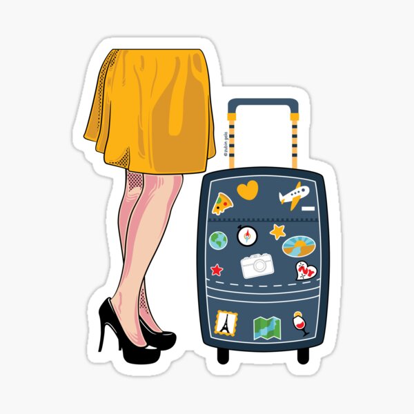 "Girl explorer with travel bag (version 1)" Sticker by zubingala ...