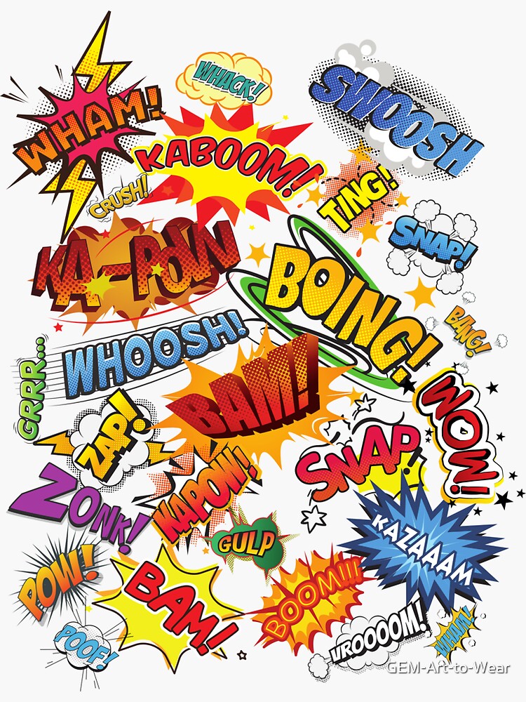 "Classic Super Hero Shirt Comic Book Lovers Onomatopoeia Comic Words ...