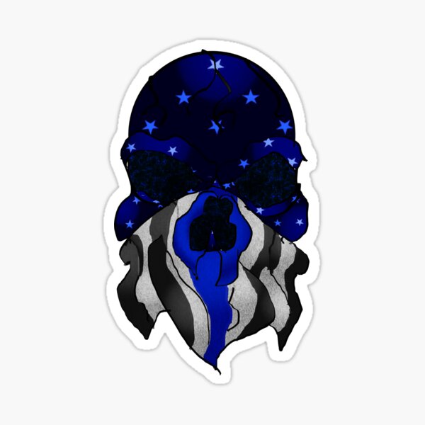"Blue Line Skull" Sticker by Hayloskien | Redbubble