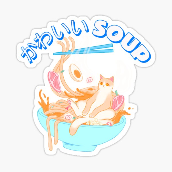 "Maruchan Ramen With Cute Cat And Flowers On The Cap Illustration ...