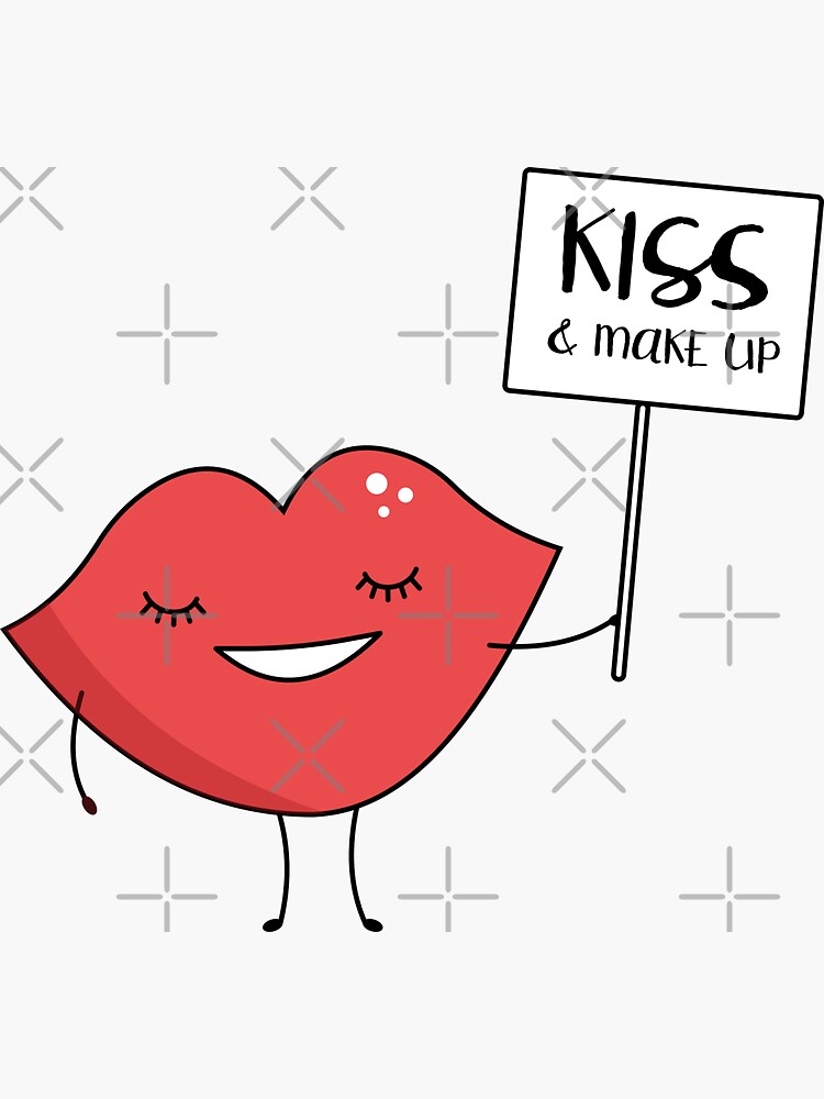 "Kiss and make up cartoon lips design" Sticker by high5doodle | Redbubble