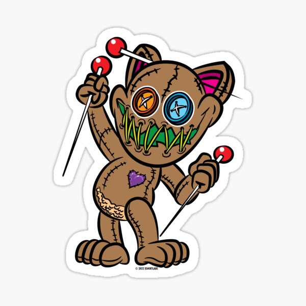 "VooDoo Kitty Cat Doll Possessed" Sticker by eShirtLabs | Redbubble