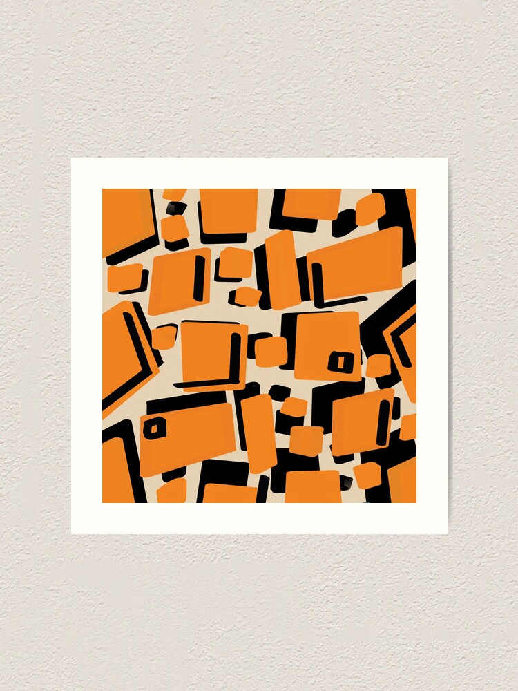 "Bold Orange Color Block Pattern in Orange & Black Color Palette" Art ...