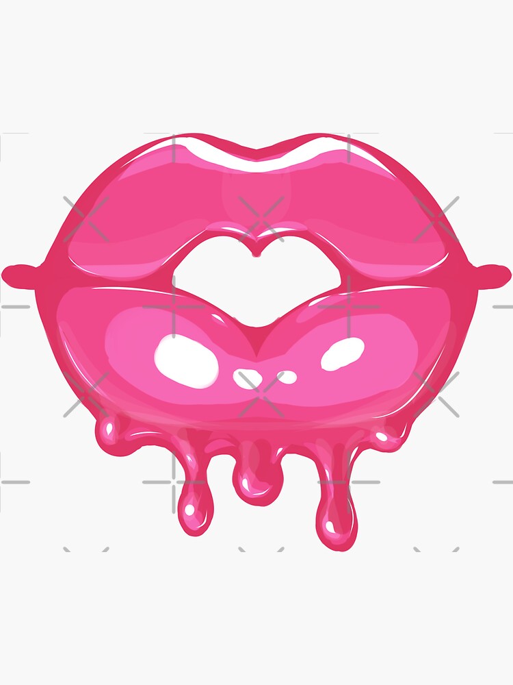 "Latex Kiss - Hot Pink" Sticker by Sleeping-Rabbit | Redbubble