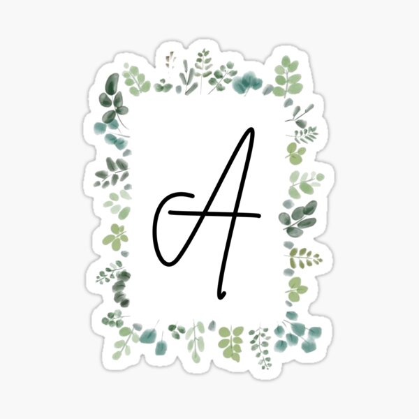 "Monogram with Green Leaves | Monogram Letter A" Sticker by JustSeasons ...