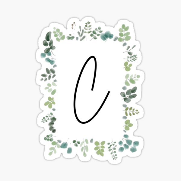 "Monogram with Green Leaves | Monogram Letter C" Sticker for Sale by ...